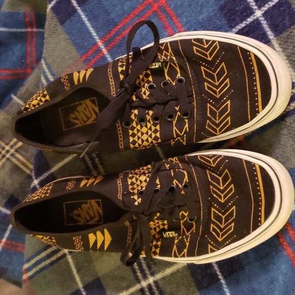 Vans | Shoes | Vans Black And Gold Aztec Shoes | Poshmark